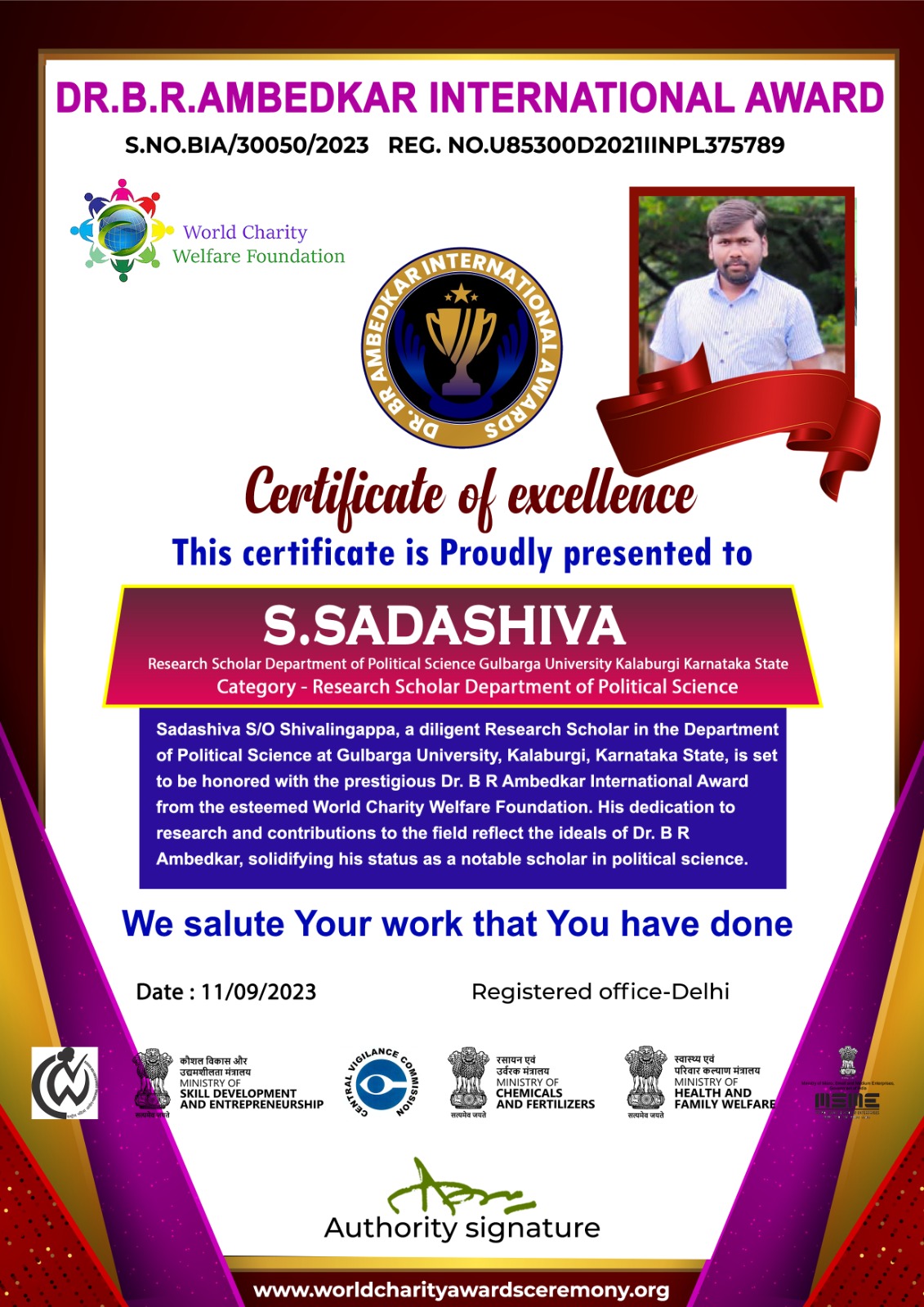 Award Certificates | World Charity Award Ceremony