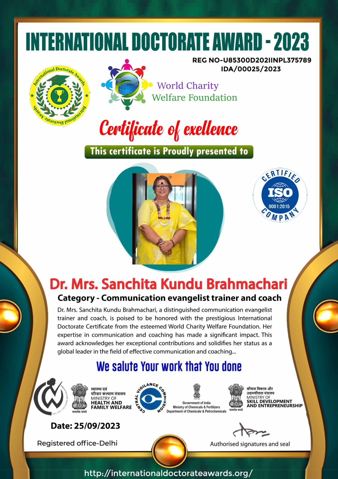 Award Certificates | World Charity Award Ceremony